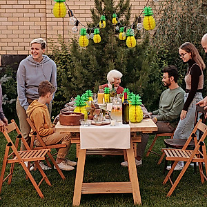 LYART 6 Pcs 14 Inch Pineapple Decorations for Tropical Flamingo Party Summer Hawaiian Luau Party Pineapple Honeycomb Tissue Centerpieces for Tables Hanging Decorations Favors