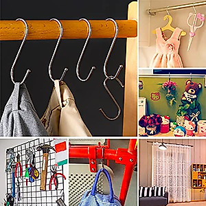 S Shaped Hooks, Metown, Heavy Duty Stainless Steel S Hooks, Hangers Hanging Hooks for Hanging Pots and Pans,Towels,Clothes,Plants in Home Kitchen Bathroom Bedroom Garden Work Shop (4.72in, 24)