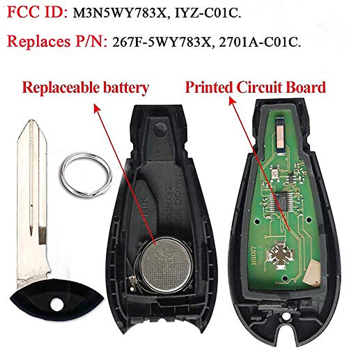 6 Button Keyless Entry Remote Car Key Fob Replacement M3N5WY783X IYZ-C01C Compatible for 2008-2014 Dodge Grand Caravan, 2008-2015 Chrysler Town & Country