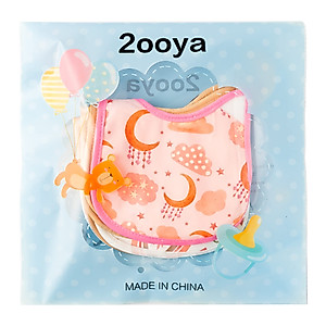 2ooya 7Pcs Cotton Waterproof Baby Bibs Adjustable Hook Loop Closure Baby Bib with Rainbow Pattern Unisex Newborn Baby Food Bib for Drooling Feeding Eating Teething Keepsake Gift for Baby, 6-12 Months