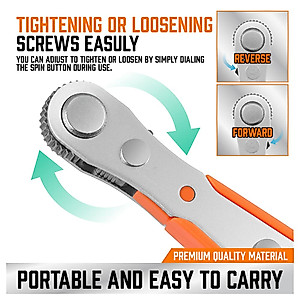 HORUSDY 23-Piece 1/4 Mini Ratchet Offset Screwdriver Bit Set, S2 Steel Right Angle Screwdriver with 90 Degree Mini Offset Reversible Drive Handle& Multi Hex/Phillips/Slotted/Torx Star Bit