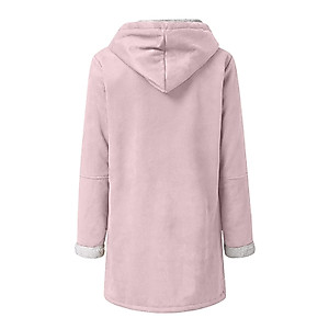 Winter Coats for Women 2024 Trendy Plus Size Sherpa Fleece Lined Distressed Jackets Hooded Parka Faux Suede Pea Coat Outerwear, chamarras de mezclilla para mujer, plus size leather jacket Pink 3x
