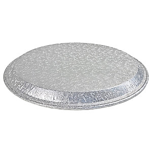 12" Round Flat Aluminum Foil Catering Tray w/Dome Lid - Disposable Cater Serving Pan (Pack of 10 Sets)