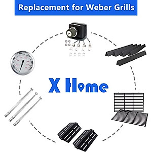 X Home 17.5-Inch Heavier Flavorizer Bars Replacement for Weber Genesis E-310 E-330, Genesis 300 Series with Front-Mounted Control (NOT Fit for Genesis II), Porcelain-enameled, 5-Pack