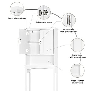 Spirich Over The Toilet Storage Cabinet, Bathroom Shelf Over Toilet, Bathroom Organizer Space Saver, White