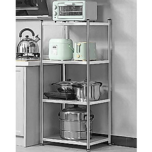 JEPRECO 4-Tier Stainless Steel Shelving Unit with Wheels 15.7" L x 13.8" W x 43.5" H for Narrow Places, Kitchen Baker's Rack Cart for Kitchen Office Home, Multi-Purpose Organizer Rack