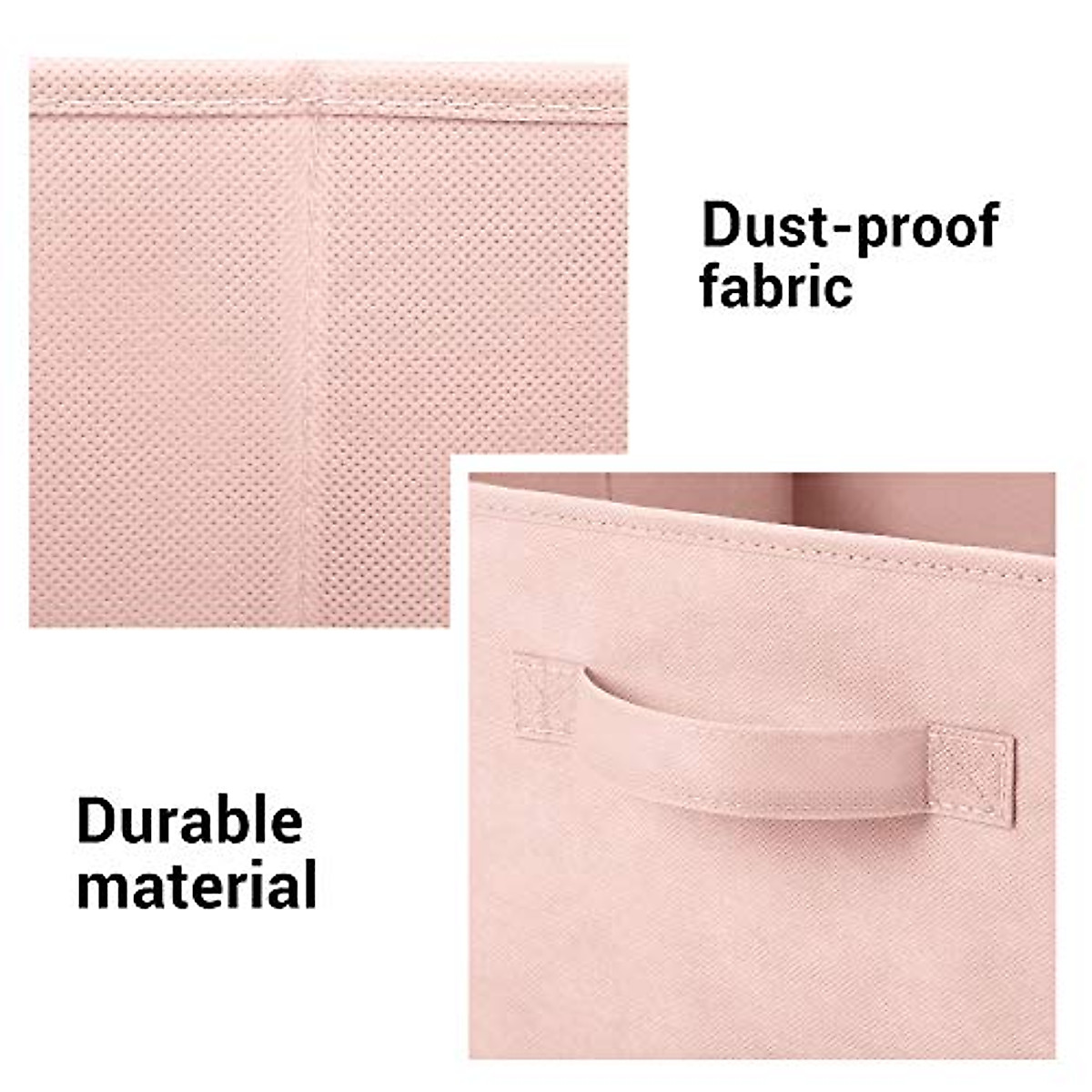 MaidMAX Fabric Storage Bins, Cloth Cube Storage Bins for Home Bedroom Closet Drawers Organizer, Foldable, Pink, 10.5×11 inches, Set of 6
