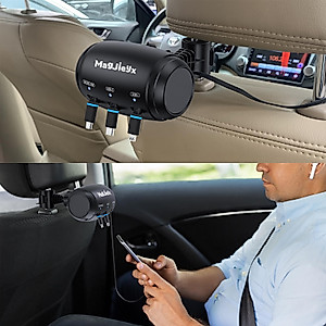 MAGJIEYX for Multi Retractable Car Charging Station Box, 3 in 1 Headrest Fast Power Charging Dock Cord USB Type C Fits iPhone15 14/iPad/Android/Samsung|Uber Lyft Backseat Passengers Share Rid