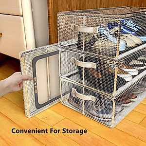 Pvc Crystal Clear Shoe Storage Box, Shoe Boxes Clear Plastic Stackable, Large Shoe Organizer For Closet, Space Saving Sneaker Shoe Container Bins, Foldable Display Shoe Rack Holder For Entryway