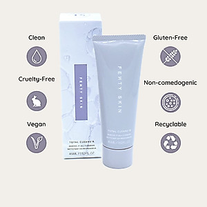 Fenty Skin Total Cleans'r Mini Travel Size Remove-It-All Cleanser - Daily Gentle Facial Cleansing Wash and Face Makeup Remover, Removes Dirt, Oil
