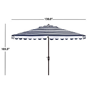 Safavieh PAT8111C Outdoor Vienna Navy and White 11-Foot Round Crank UV Protected Umbrella