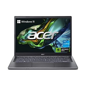acer Aspire 5 14 Slim Laptop | 14" WUXGA (1920 x 1200) IPS | Intel Core i5-1335U | NVIDIA GeForce RTX 2050 | 16GB DDR4 | 512GB Gen 4 SSD | Wi-Fi 6E | USB4/Thunderbolt 4 | Backlit KB | A514-56GM-5932