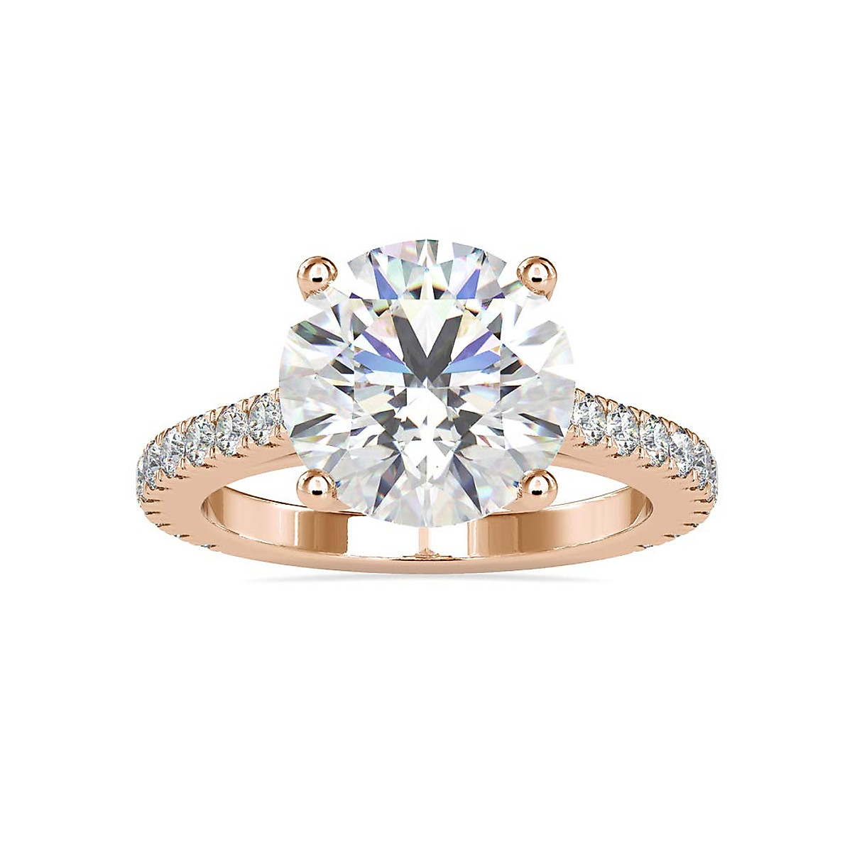 1/2 Carat Natural Diamond and 4 1/2 Carat Moissanite Engagement Ring for Women in 18k Rose Gold (I-J/G, SI1-SI2/VS2, cttw) Promise Ring for Her Size 8.5 by VVS Gems