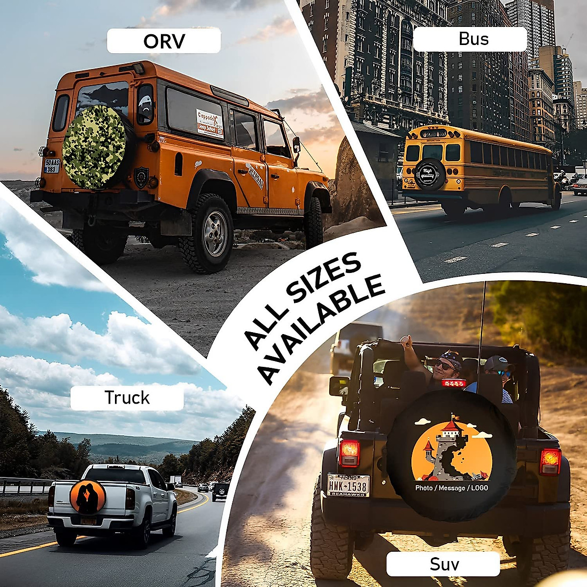 Custom Spare Tire Cover Personalized Wheel Tire Cover Add Your Own Photo Text Logo Waterproof Dust-Proof Spare Wheel Cover Protectors for Trailer Truck SUV Universal All Vehicles