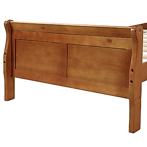 LostCat Wood Twin Size Bed Frame Mattress Foundation Sleigh Bed with Headboard and Footboard,Wood Slat Support/No Box Spring Needed,Oak