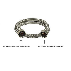 EZ-Fluid (1) 24" Water Supply Line,1/2" Fip x 1/2" Fip LF,Brass Nuts,Universal Stainless Steel Braided Faucet Water Supply Line Connector,Water Supply Hose Connector Lines For Kitchen,Bathroom