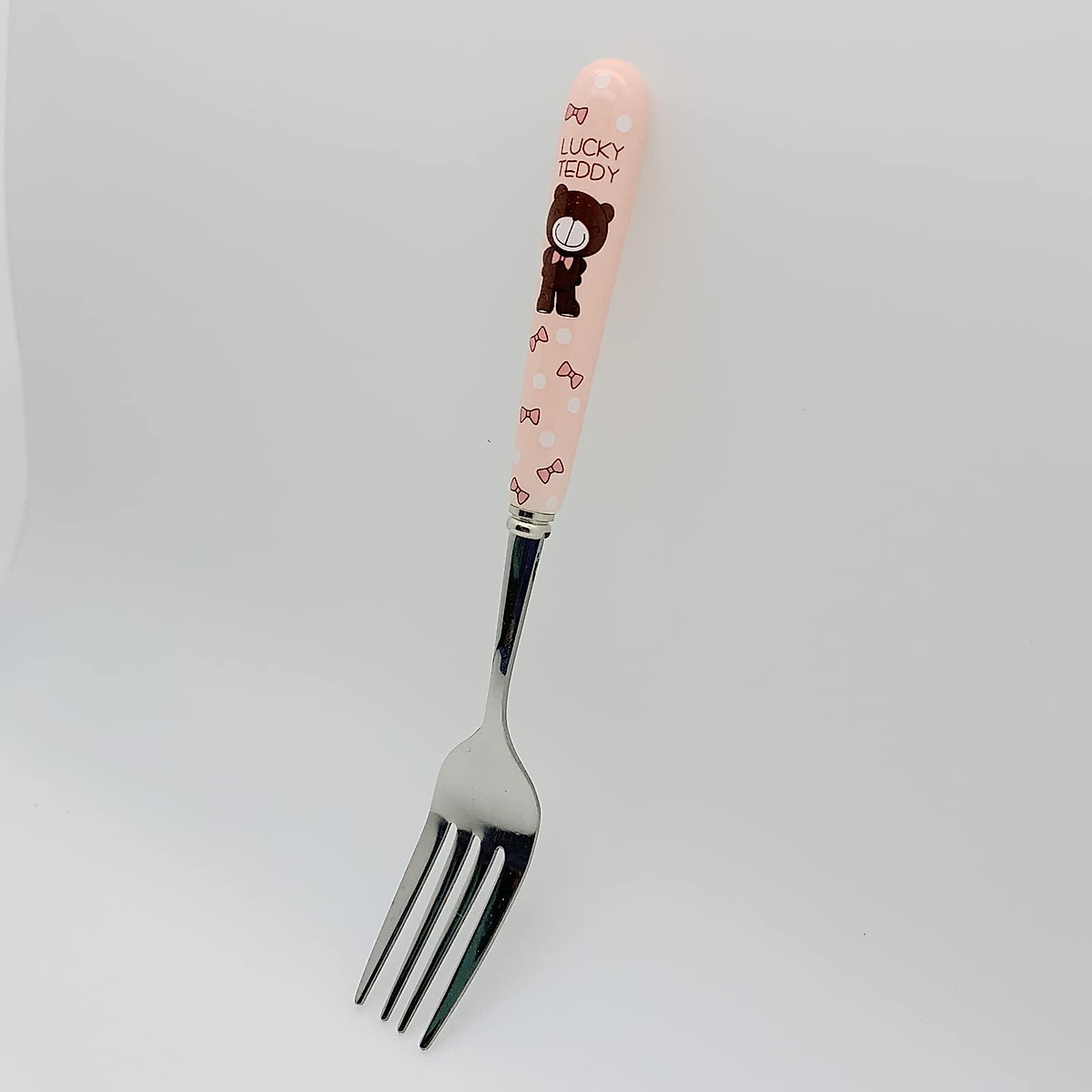 Verdental Novelty Flatwares Set Cute Cartoon Bear Stainless Steel Dinner Forks with Ceramic Handle with Case, Gift Case (Set of 4)