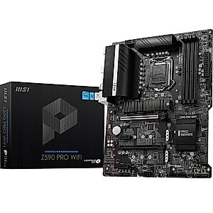 MSI Z590 PRO WiFi ProSeries PC Gaming Motherboard (ATX, 11th/10th Gen Intel Core, LGA 1200 Socket, DDR4, PCIe 4, M.2 Slots, USB 3.2 Gen 2, 2.5G LAN, DP/HDMI, Wi-Fi 6E) (Renewed)