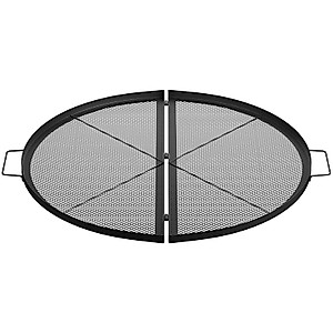 VEVOR Foldable Fire Pit Grate Round Heavy Duty X-Marks BBQ Grill with Portable Handle & Support Wire for Outdoor Campfire Party & Gathering, 30 Inch Black