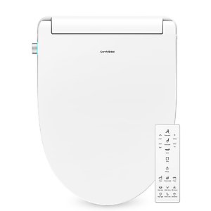 ComfyBidet Auto Open and Close Bidet Seat for Elongated Toilets with Wireless Remote, Instant Heated Water, Warm Air Dryer, Fresh Water Spray, Heated Seat and High-tech Self-cleaning Nozzle (White)