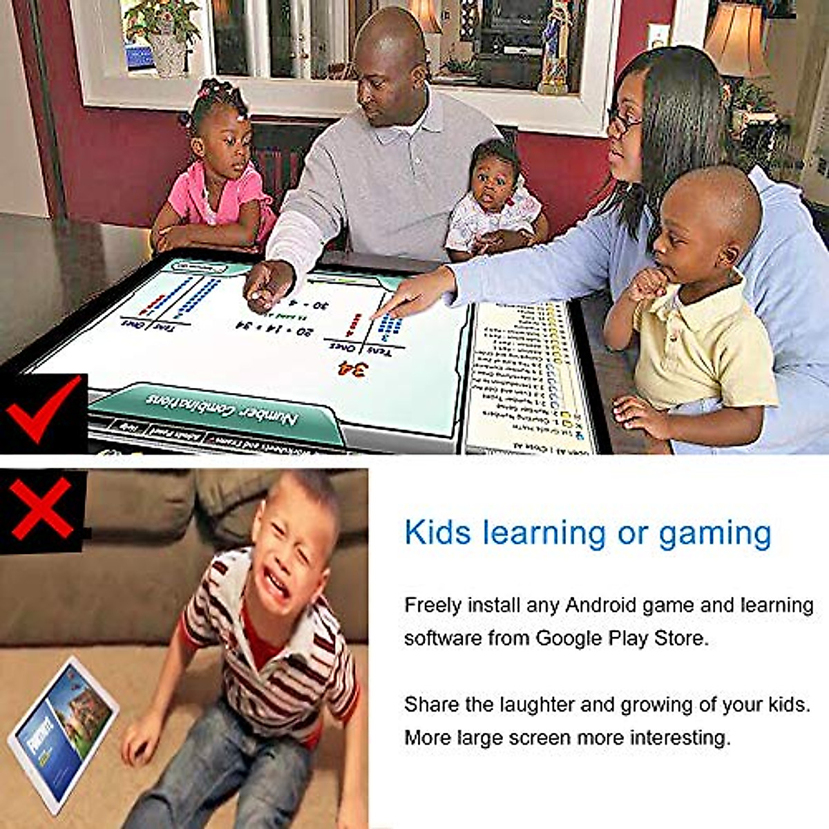 Wisepoch 55 inch Android Touch Screen All-in-one PC with 1920x1080 HDMI WiFi Bluetooth LAN for Learning Working Gaming Advertising