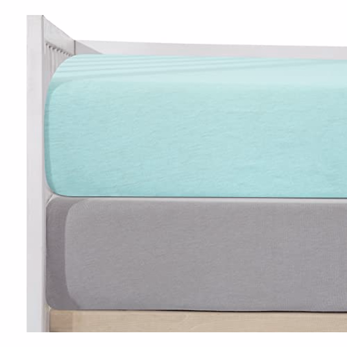 2 Pack Jersey Crib Sheets Set, Stretchy Jersey Knit Crib Fitted Sheet for Boys and Girls, Size 28 x 52 in, Baby Sheets Fit Standard Crib and Toddler Bed (Aqua Grey)