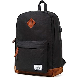LACATTURA College Backpack, Lightweight Laptop Book Bag, Black