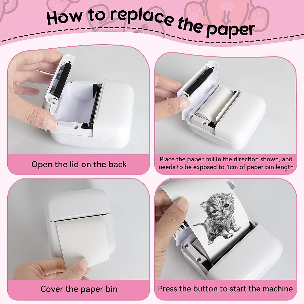 Qoosea Mini Printer Portable Printer with 13 Rolls Paper Storage Bag Thermal Sticker Printer Bluetooth App for Phone for Notes Pictures DIY Label Gift for Kids Friends