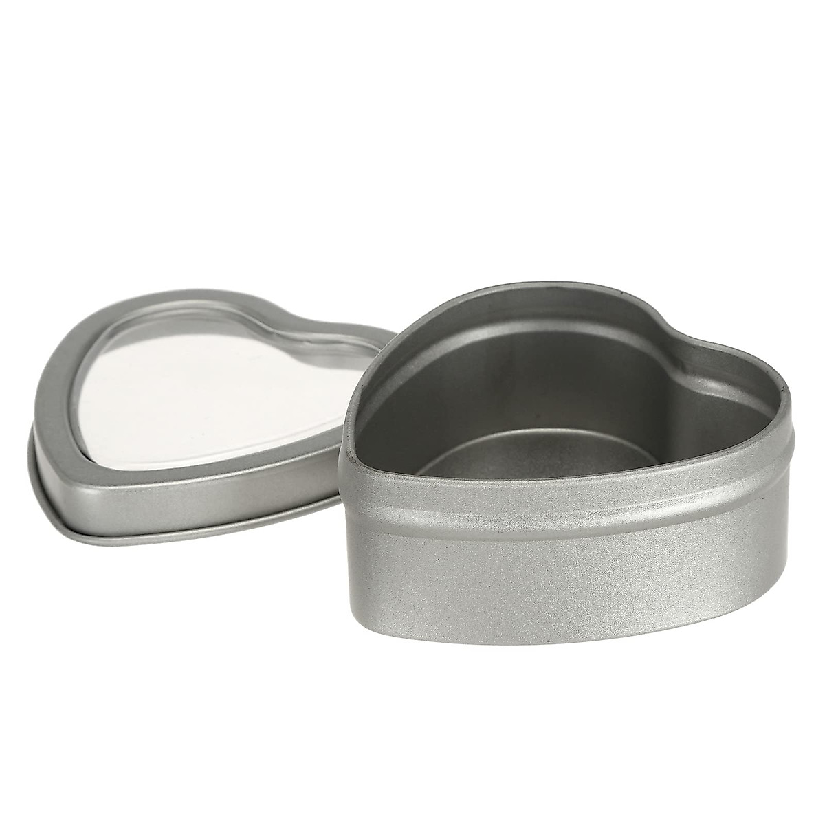 Dicunoy 20 Pack 2oz Metal Tins, Heart Shaped Empty Tin Box With Lids, Candle Jars Gift Storage Container Cans With Clear Window For Candle Making, Candies, Treasures