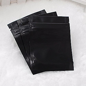 100 Glossy Black Two-Sided Aluminum Mylar Zip-Lock Flat Style Bags Outer Size 7.5x10cm (3x4")