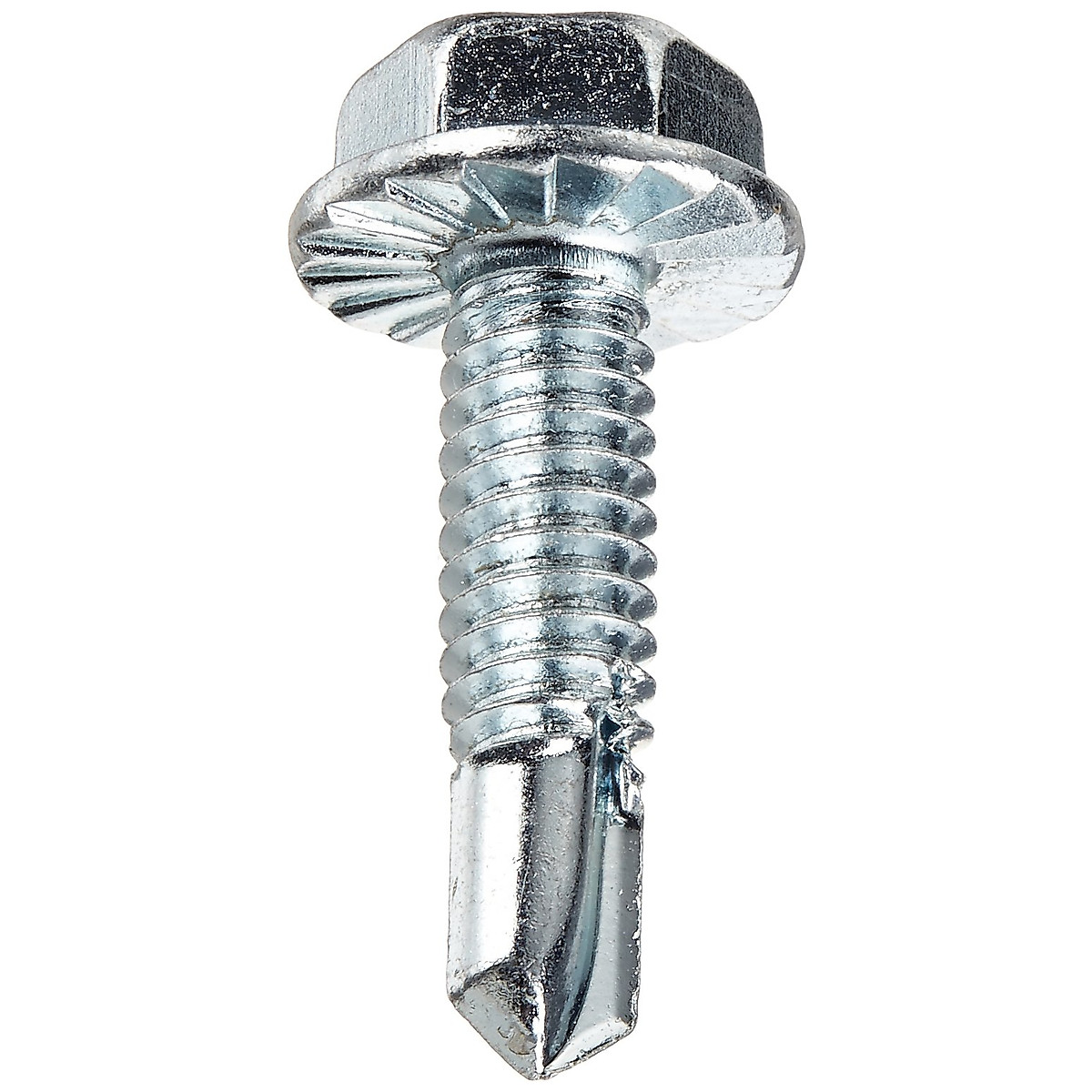 Small Parts 141607KWSMS Steel Self-Drilling Screw, Zinc Plated Finish, Serrated Hex Washer Head, Hex Drive, #2 Drill Point, 1/4"-20 Thread Size, 1" Length (Pack of 50)
