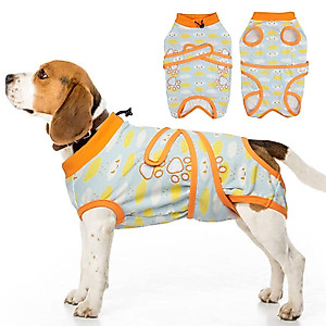 ROZKITCH Dog Recovery Suit After Surgery for Dog Cat, Surgical Onesie Pant for Female Male Dog, Cone e-Collar Alternative Post OP Abdominal Wound Anti Licking Costume After Spay Blue S