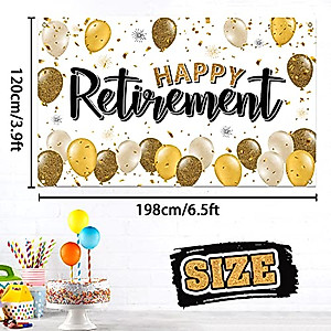 LASKYER Happy Retirement Gold Large Banner - Cheers to Retirement Home Wall Photoprop Backdrop,Farewell Goodbye Party Decorations.