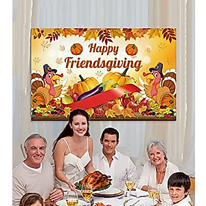 friendsgiving Party decorations,Large Happy friendsgiving Banner Backdrop，Thanksgiving Banner，Rustic Thanksgiving Decorations，Fall Decorations Banner，Thanksgiving Decorations