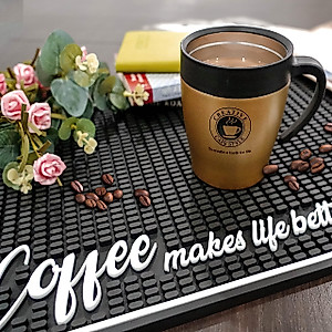 DOZARMOTA Coffee Bar Mat for Spill-proof, Dish Drying Mat, Coffee Bar Accessories for Coffee Station, Self Serve Coffee Maker Decor Mat, Bars Rubber Backed Non-slip Pot Mat 18x12 Inch