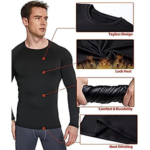 TELALEO 5 Pack Men's Thermal Compression Shirt Long Sleeve Athletic Base Layer Top Winter Cold Gear Workout Running Hunting 2XL