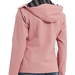 OTU Women's Waterproof Rain Jacket Lightweight Hooded Raincoat for Hiking Travel Outdoor Pink XL