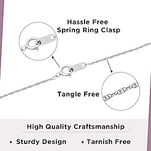 Jewelili 10K White Gold Solitaire Pendant Necklace Set with Round Cut Cubic Zirconia, 18" Rope Chain