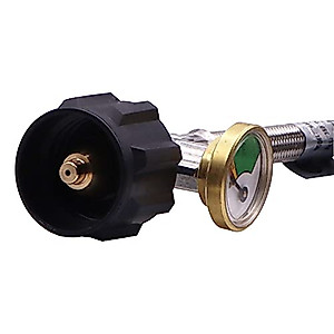 15 Ft Stainless Steel Braided Propane Adapter Max 350 Psi Hose with Pressure Gauge 5-40 Lb Convert Replace for Qcc1/type1 Tank Connects 1 Lb Bulk Portable Appliance to 5-40 Lb Propane Tank Cylinder