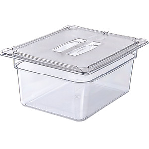 Carlisle FoodService Products Storplus 1/2-Size Food Pan for Catering, Buffets, and Restaurants, Polycarbonate 6 Inches Deep, Clear