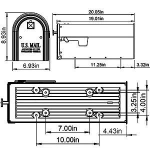Architectural Mailboxes Edson Galvanized Steel Post Mount Mailbox, Compatibility Code A, EM110GMAM, Grey, Medium Capacity