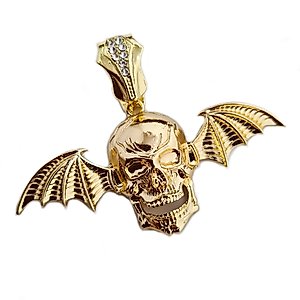 Hip Hop Jewelry Gold Silver Plated Skull Wing Avenged Sevenfold Bling Fashion Charm Pendant (GOLD)