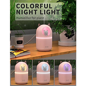 Norhom Cool Mist Humidifier, 300ml Mini Humidifiers with Night Light, 20dB Quiet Humidifiers for Bedroom, Waterless Auto-Off Air Humidifier for Home, Living Room, Kidsroom