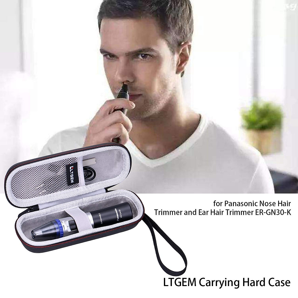 LTGEM EVA Hard Case for Panasonic Nose Hair Trimmer and Ear Hair Trimmer ER-GN30-K, Men's Wet/Dry Trimmer Cleaning System (Case Only)