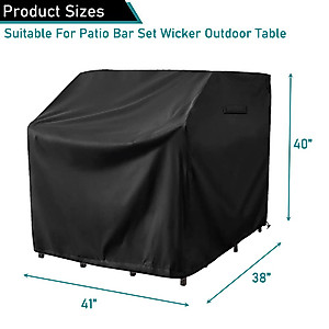 ZJYWSCH Cover for Patio Bar Set 41 Inch Waterproof 600D Heavy Duty Outdoor Wicker Bar Table Cover Bar Set Bar Table Furniture Cover