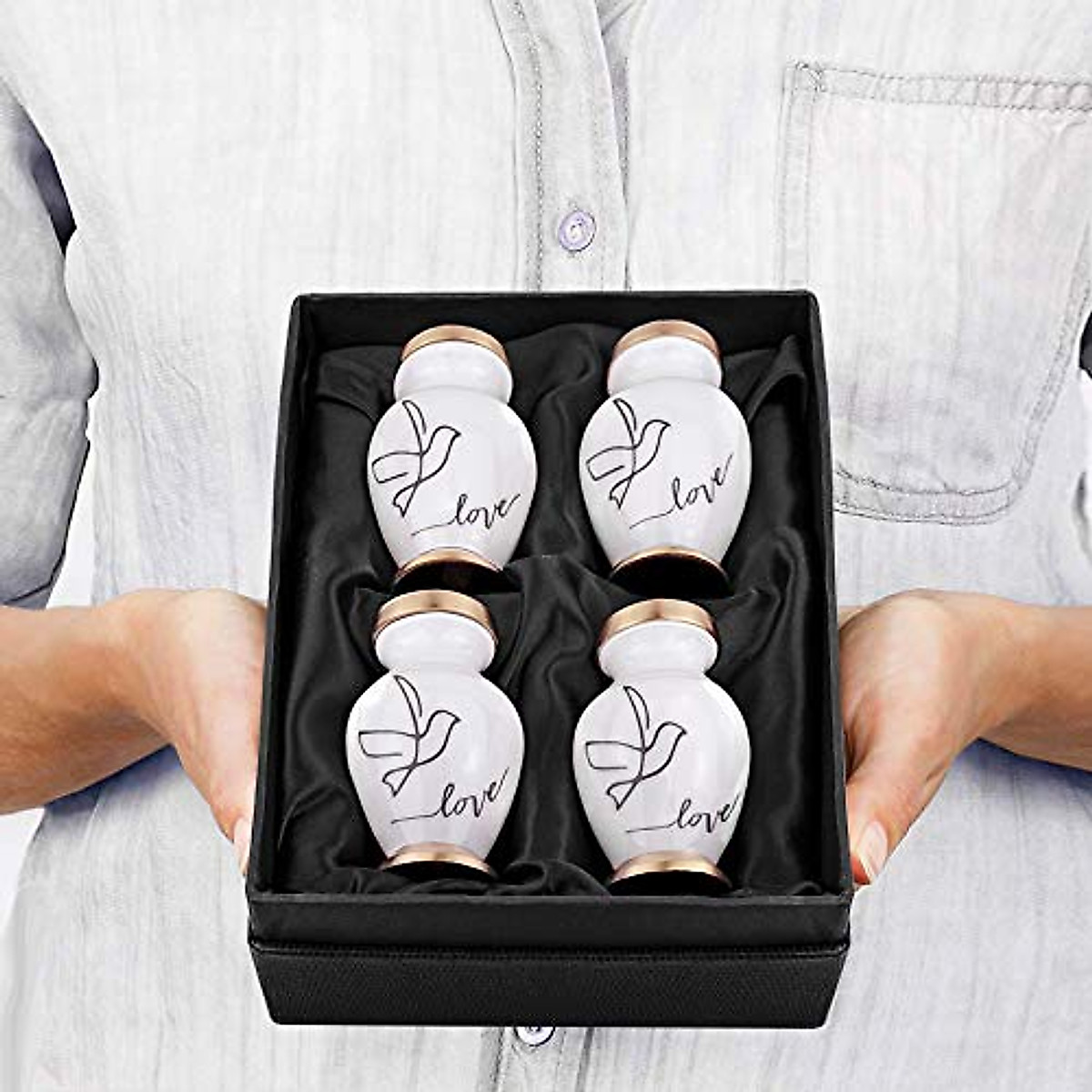 Trupoint Memorials Cremation Urns for Human Ashes - Decorative Urns, Urns for Human Ashes Female & Male, Urns for Ashes Adult Female, Funeral Urns - White, 4 Small Keepsakes