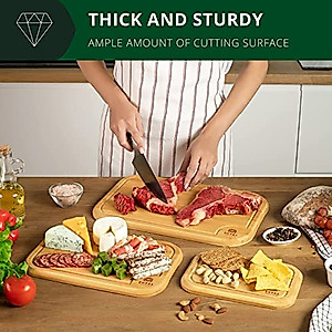 Wood Cutting Boards for Kitchen - Bamboo Cutting Board Set, Chopping Board Set - Wood Cutting Board Set - Wooden Cutting Board Set, Bamboo Cutting Boards for Kitchen (Natural)