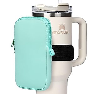 Water Bottle Pouch For Stanley, Gym Tumbler Accessories for Women, Compatible With Stanley Quencher Adventure 40oz & IceFlow 20/30oz, Workout Outdoor Tumbler Pocket for Phone, Card, Keys, Cash-Green