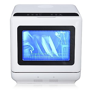 Agrestem Portable Dishwasher,Countertop Dishwasher with Water Tank,5 Programs, Dual Sprays,149℉ High Temp & Air Dry, Mini Dishwasher for RVs & Apartments