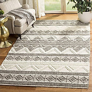 SAFAVIEH Natura Collection 2' x 3' Ivory/Grey NAT104A Handmade Moroccan Boho Tribal Wool & Cotton Accent Rug